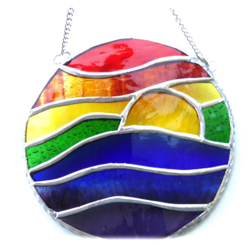 SOLD Rainbow Waves Stained Glass Suncatchers 022 - Folksy