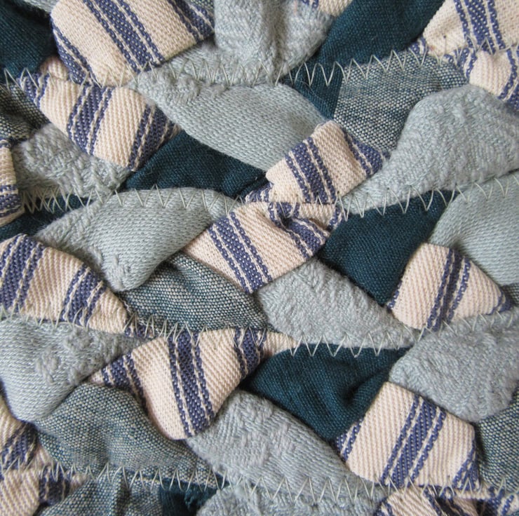 Handmade hand braided green and blue oval rug - Folksy