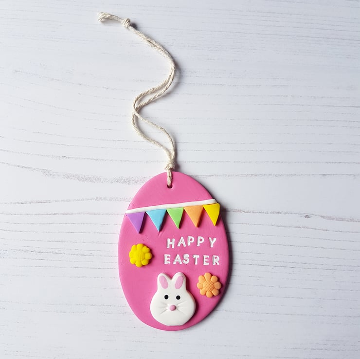 Happy Easter hanging decoration, Hand painted, ... - Folksy