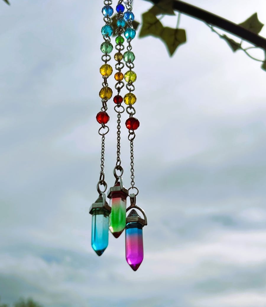 Aura Quartz Crystal Point Chakra Balancing Pend... - Folksy