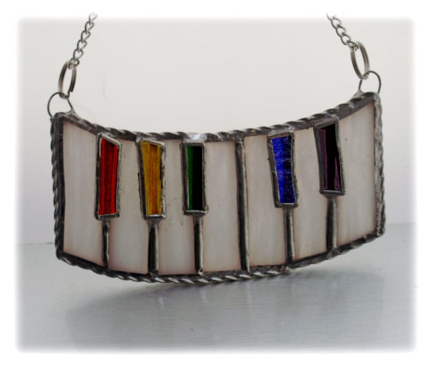 Piano Suncatcher Stained Glass Keyboard Keys M... - Folksy