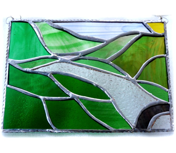 River Valley Panel Stained Glass Landscape Pict... - Folksy