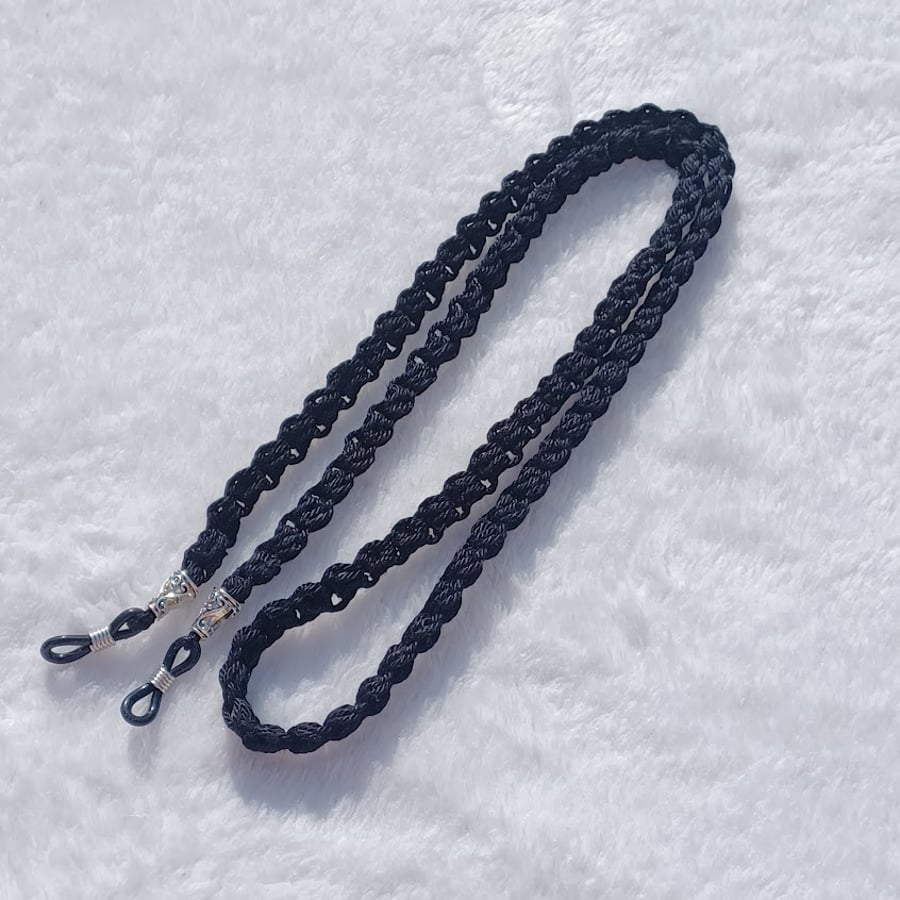 Black crochet glasses chain, handmade sunglasse... - Folksy