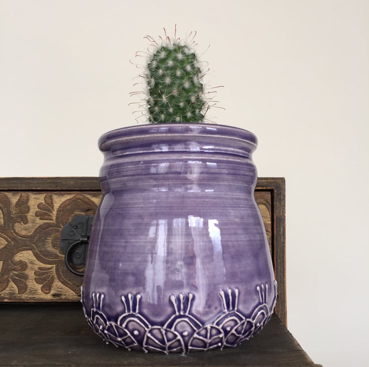 Purple ceramic pot small pottery vase beautiful... - Folksy