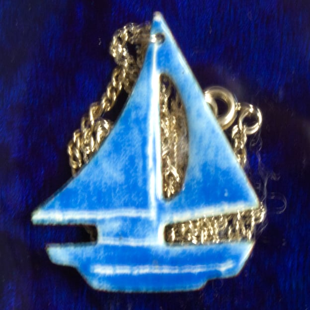 blue boat pendant - Folksy