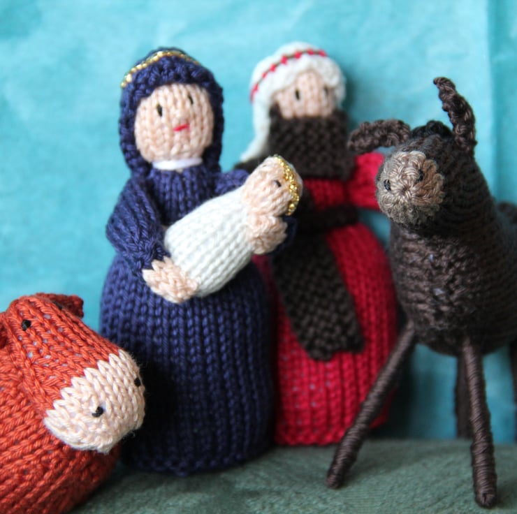 Cotton Hand Knitted Nativity - Folksy