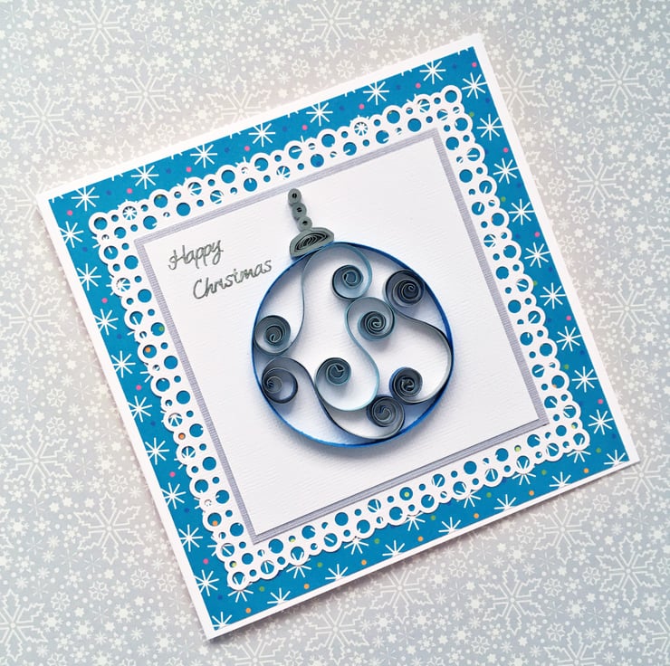 Christmas bauble card - quilled with boxed option - Folksy