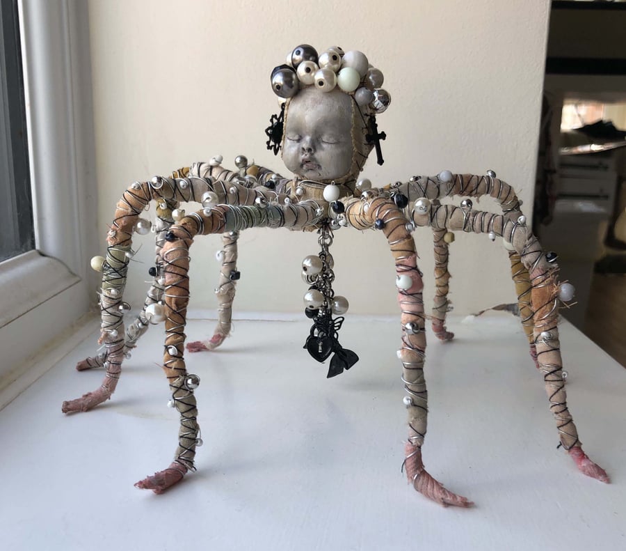 Original Art Bendable Spider Sculpture Doll - Folksy