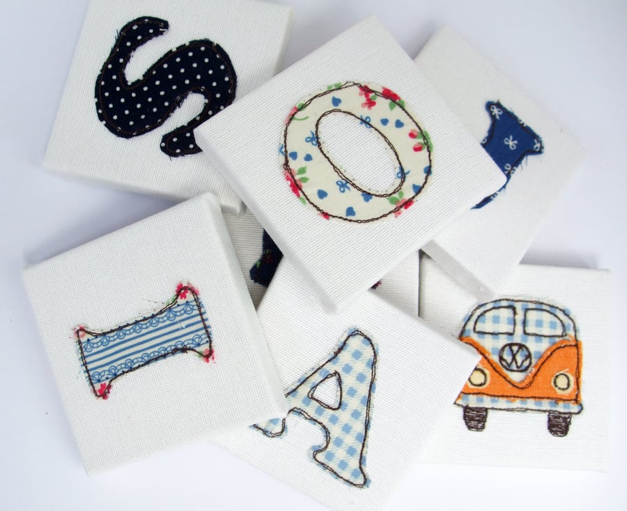 Childrens Name Letters - White - Mini Canvas Nu... - Folksy