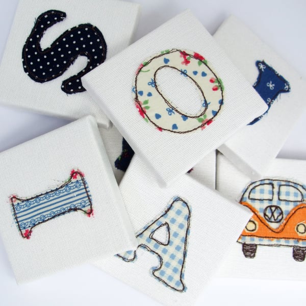 Childrens Name Letters - White - Mini Canvas Nu... - Folksy