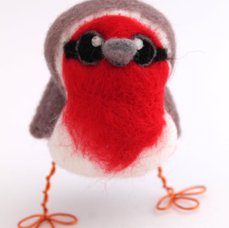 Needle Felted Robin Bird Decoration - Large Robin - Folksy