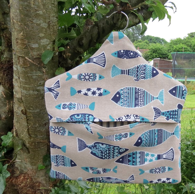 A peg bag with a fish design. Peg storage. - Folksy