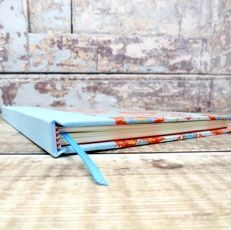 Handmade A5 notebook with a blue and red cover - Folksy