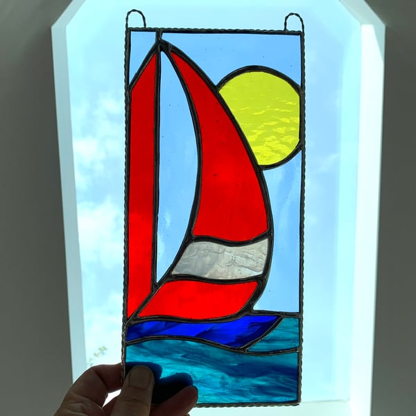 Stained Glass Sailing Boat - Handmade Decoration - Folksy