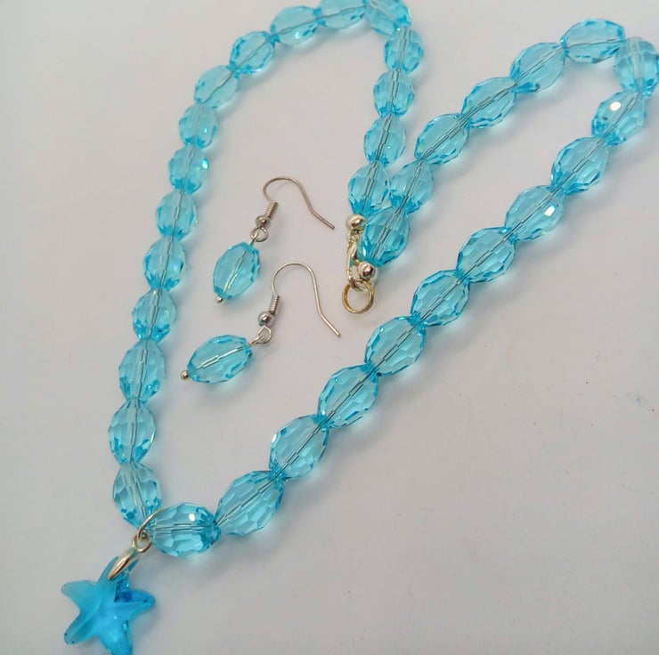 Pale Blue Crystal 2 Piece Jewellery Set With a ... - Folksy
