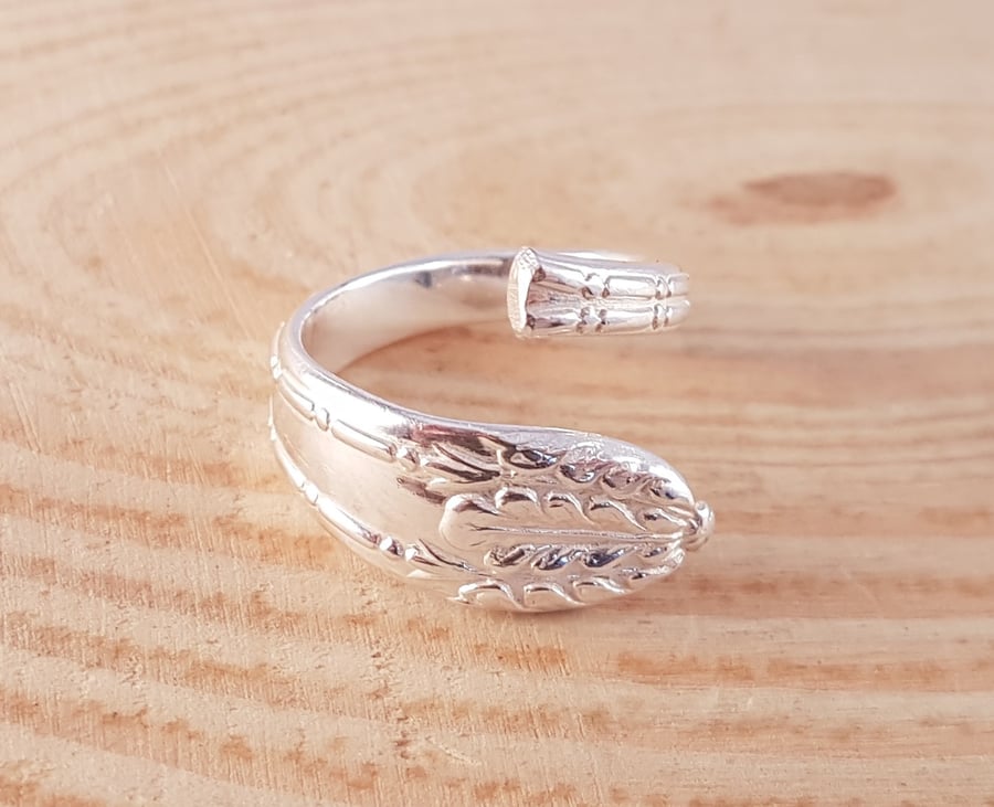 Sterling Silver Upcycled Laurel Spoon Handle Ring - Folksy