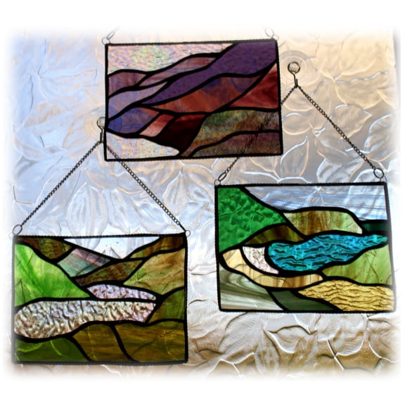 River Valley Panel Stained Glass Landscape Pict... - Folksy