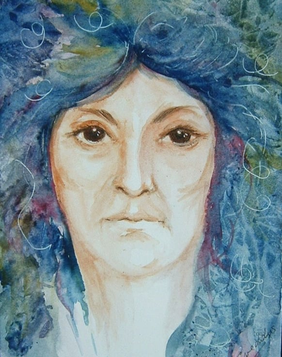 Lady's impressionist face 7x5" original wa... - Folksy