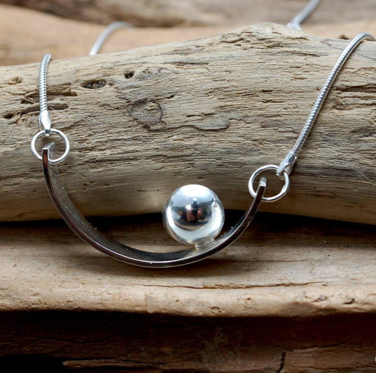 Abstract silver dome pendant - Folksy
