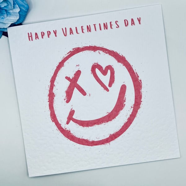 Smiley Face Raver Valentines Card - Folksy