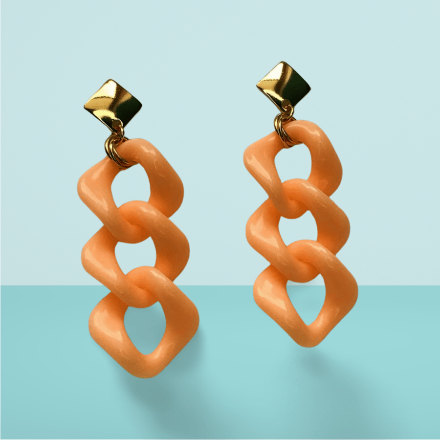 Square Block Chain Earrings - handmade to order - Folksy