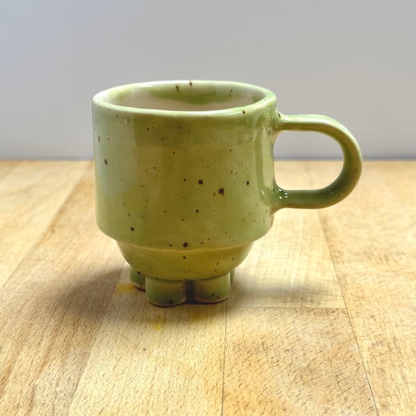 Stackable espresso cups - Green Speckle - Folksy