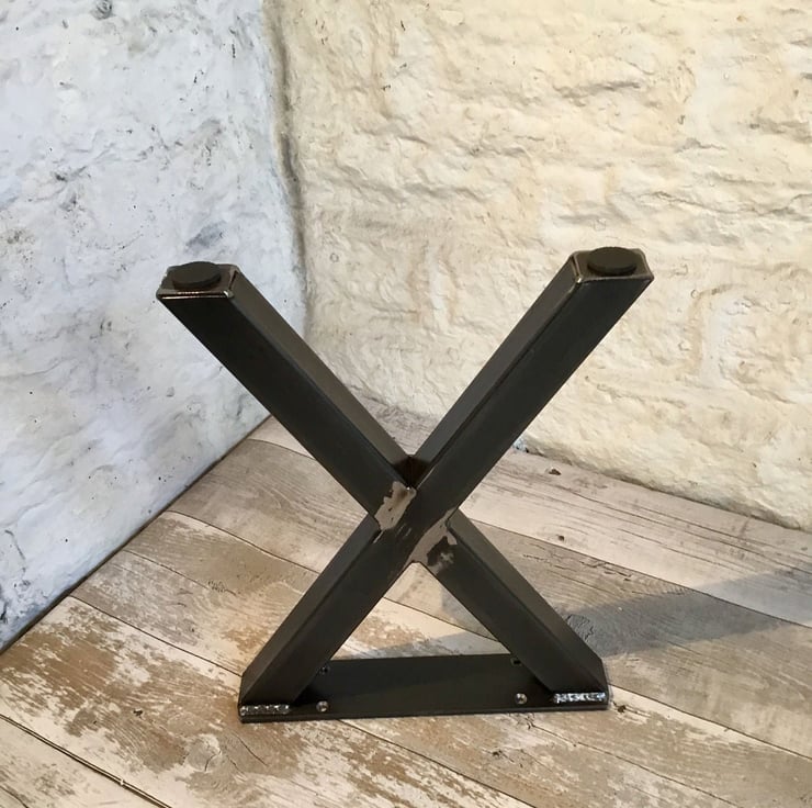 2 Handmade X Cross Raw Steel Metal Bench Upcycl... - Folksy