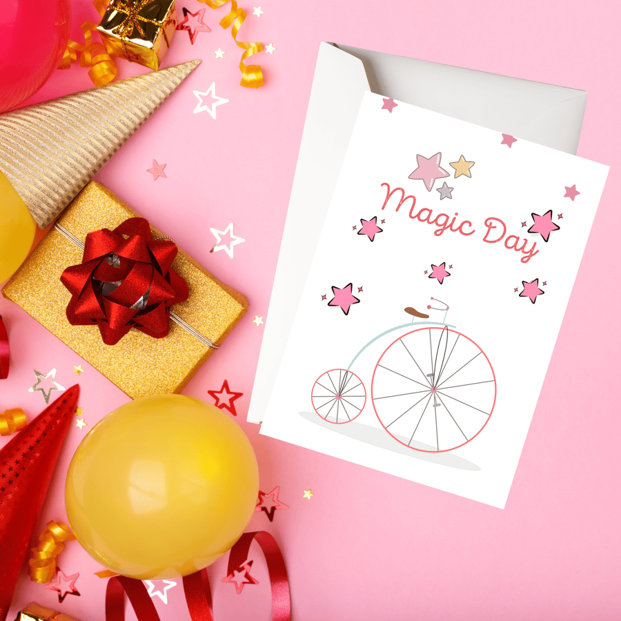 Magic Day Happy Birthday greeting Card - Folksy