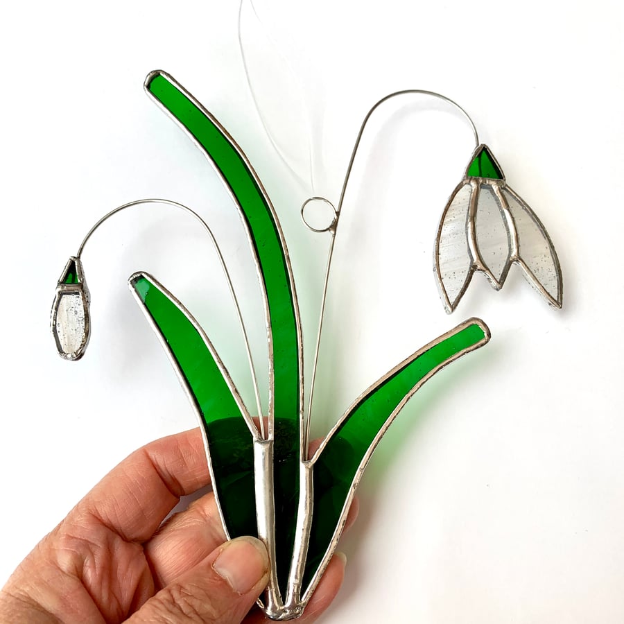 Stained Glass Snowdrop Suncatcher - Handmade Ha... - Folksy
