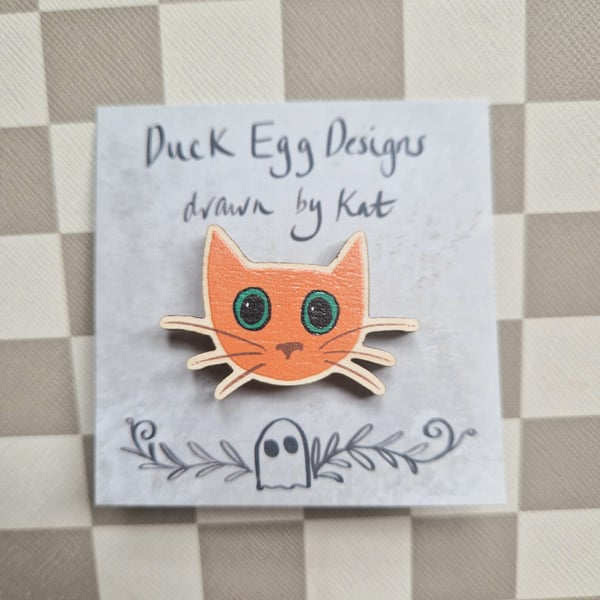 Ginger Cat Pin Badge - Folksy