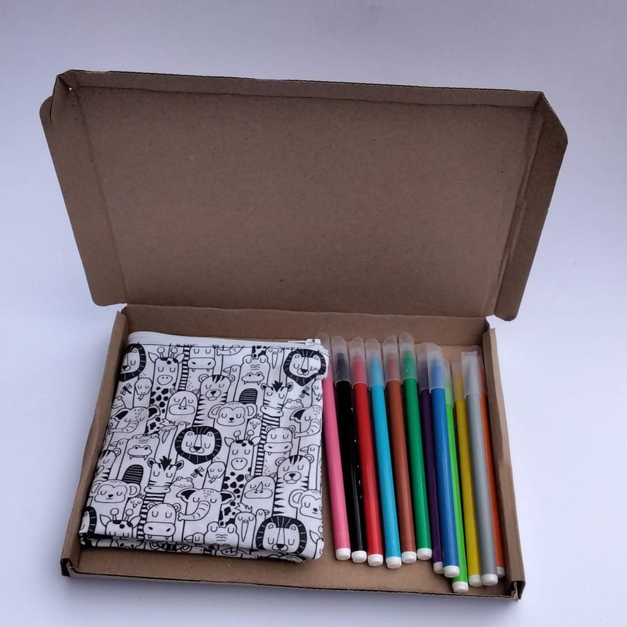 Jungle Animals Pencil Case to Colour, Letterbox... - Folksy