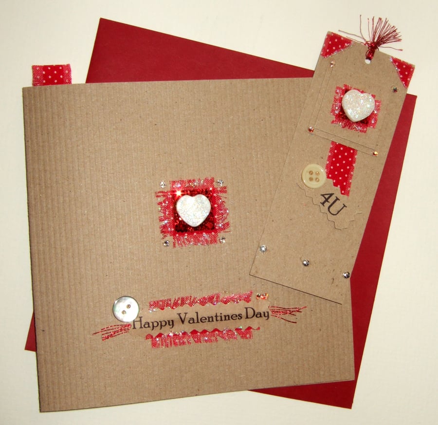 Valentine's Day Card & Matching Bookmark Se... - Folksy