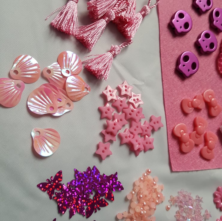 Mixed Craft Supplies Bundle Pack - Pink - Folksy