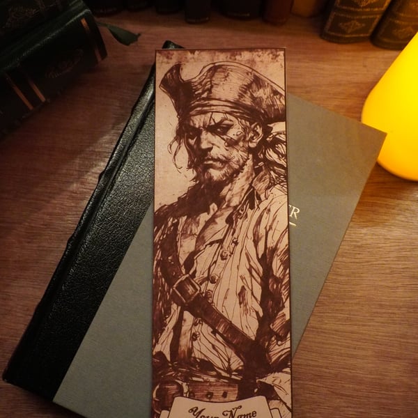 Pirate Leather Bookmark - Personalised gift - Folksy