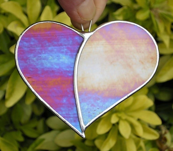Stained Glass Love Heart "When Two Hearts ... - Folksy
