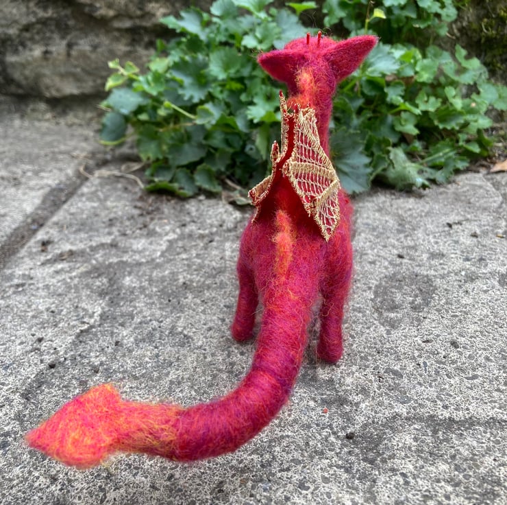 Small needle felted red dragon - Folksy
