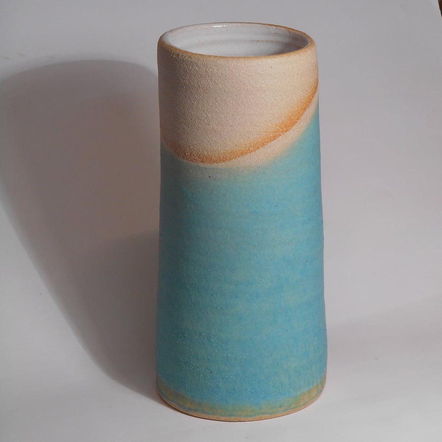 Turquoise blue Tapered Stoneware Vase - Folksy