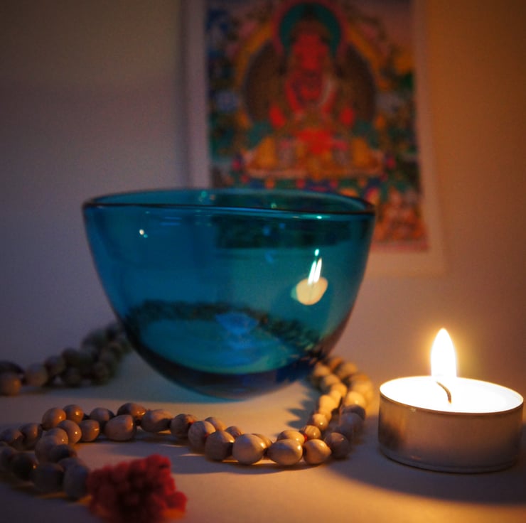 Handmade Blown Aqua Glass Bowl, T - Light Holder - Folksy