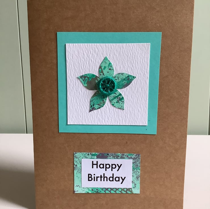 Handcrafted Birthday Card embellished with a Do... - Folksy