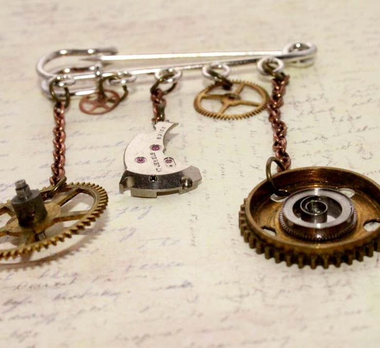 Vintage Cogs Kilt Pin Steampunk Brooch Unisex Mens - Folksy