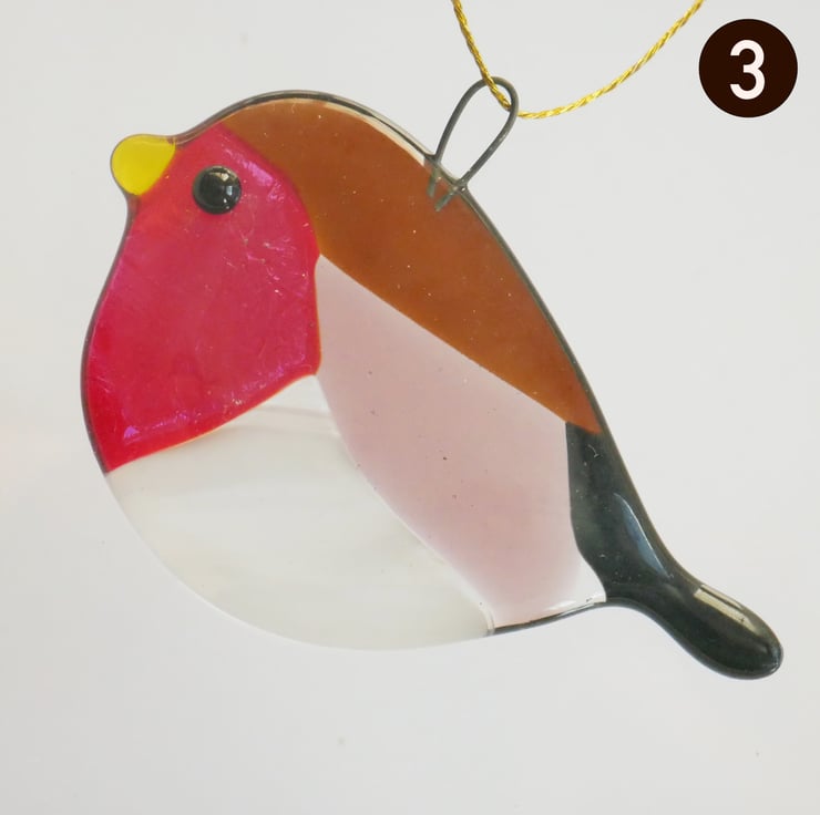 Little Robin Fused Glass Sun catcher - Folksy