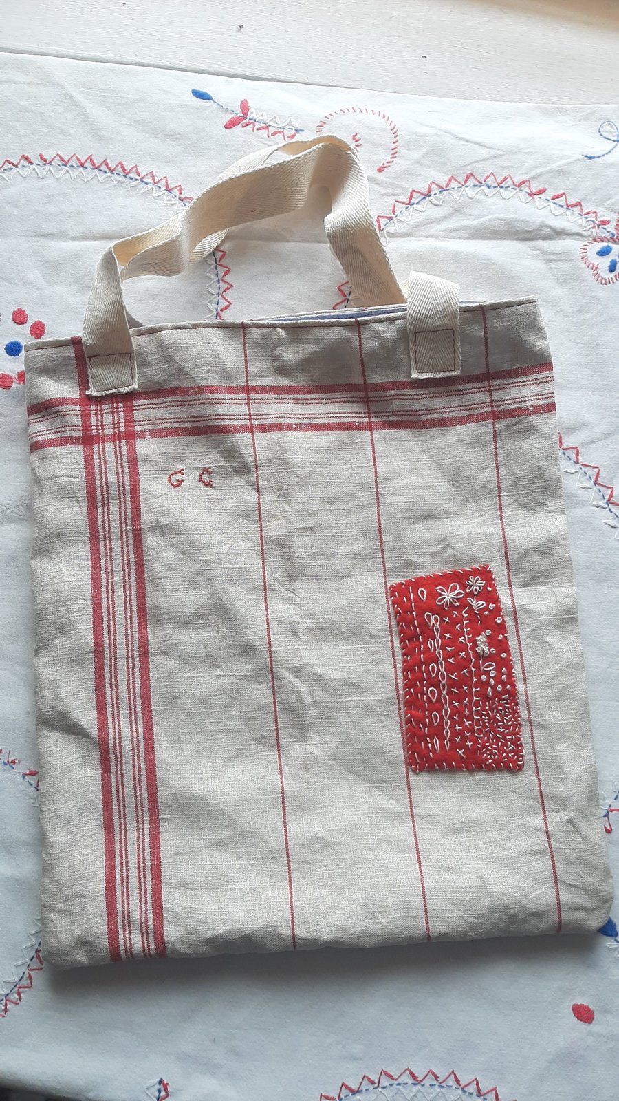 Vintage French Linen Tote Bag, Handmade, Unique - Folksy