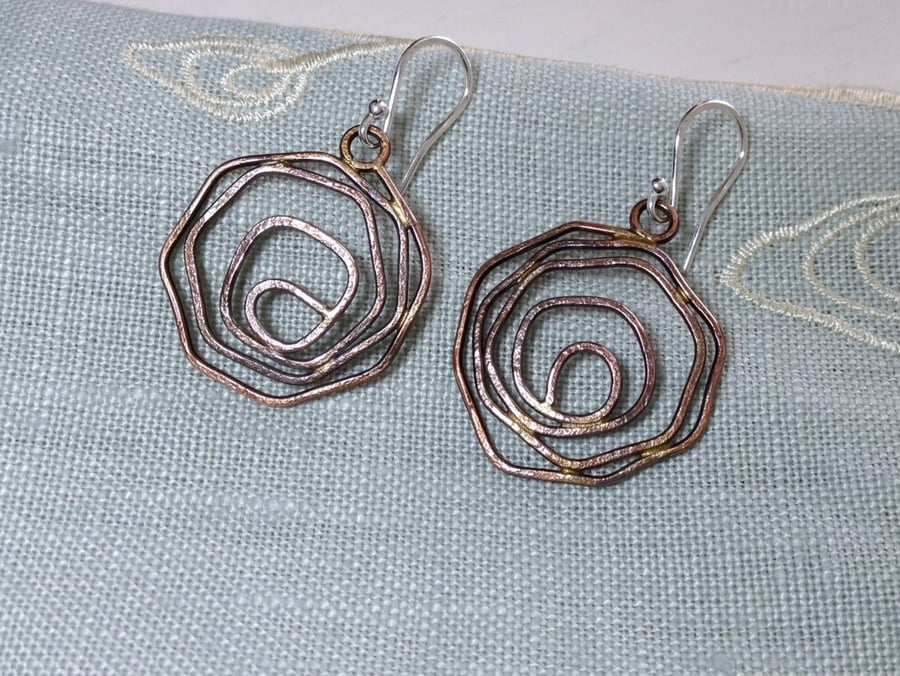 Bronze Wire Rose Dangle Earrings. - Folksy
