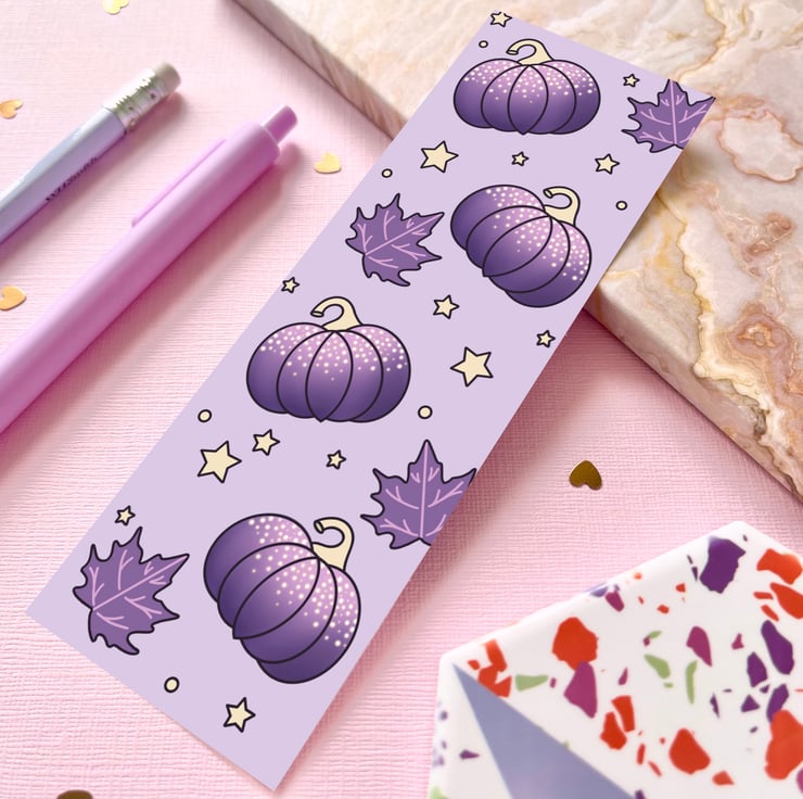 Purple Pumpkin Bookmark, Autumnal Halloween Sta... - Folksy