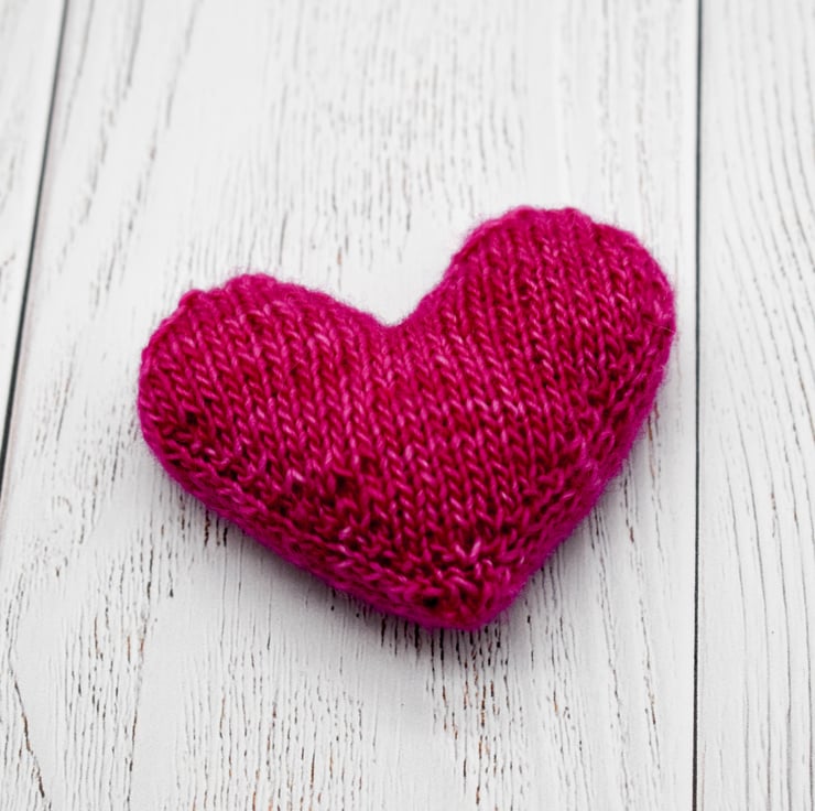 SOLD - Hand knitted heart - pocket hug - Pink - Folksy