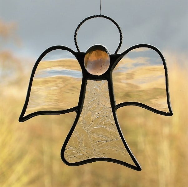 Stained glass suncatcher (Angel) abstract in tw... - Folksy