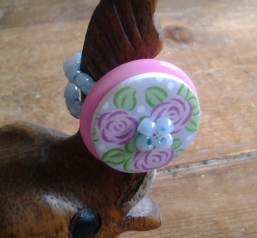 Elasticated Button Ring - Folksy