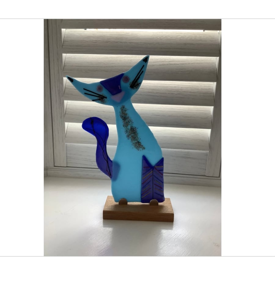 Beautiful handcrafted fused glass cat complete ... - Folksy