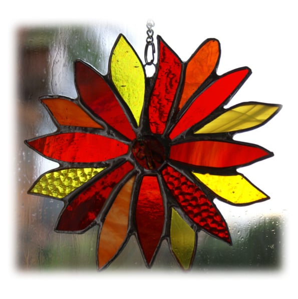 Bonfire Flower Stained Glass Suncatcher Handmade - Folksy