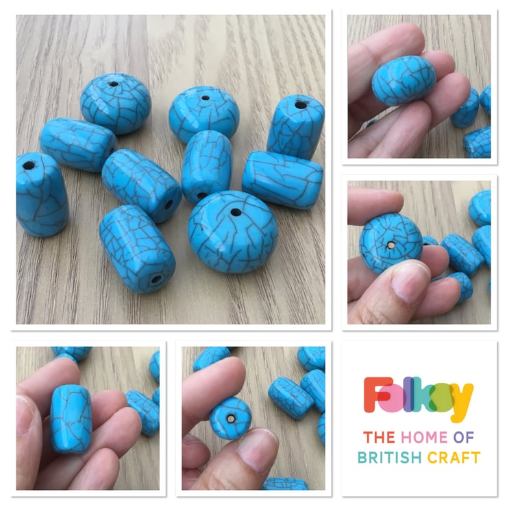 10 Large Statement Faux Turquoise Plastic Beads... - Folksy